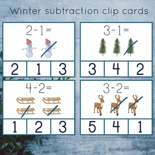 Montessori Winter Printable Addition Clip Cards. Preschool and - Etsy