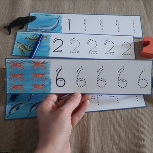 Ocean Number Tracing Printable. Preschool and Kindergarten Handwriting ...