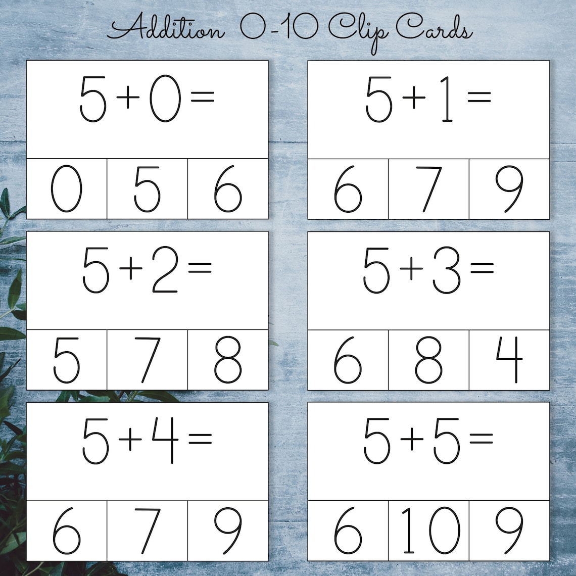 Addition Printable Clip Cards 0-10. Simple Addition Activity. - Etsy