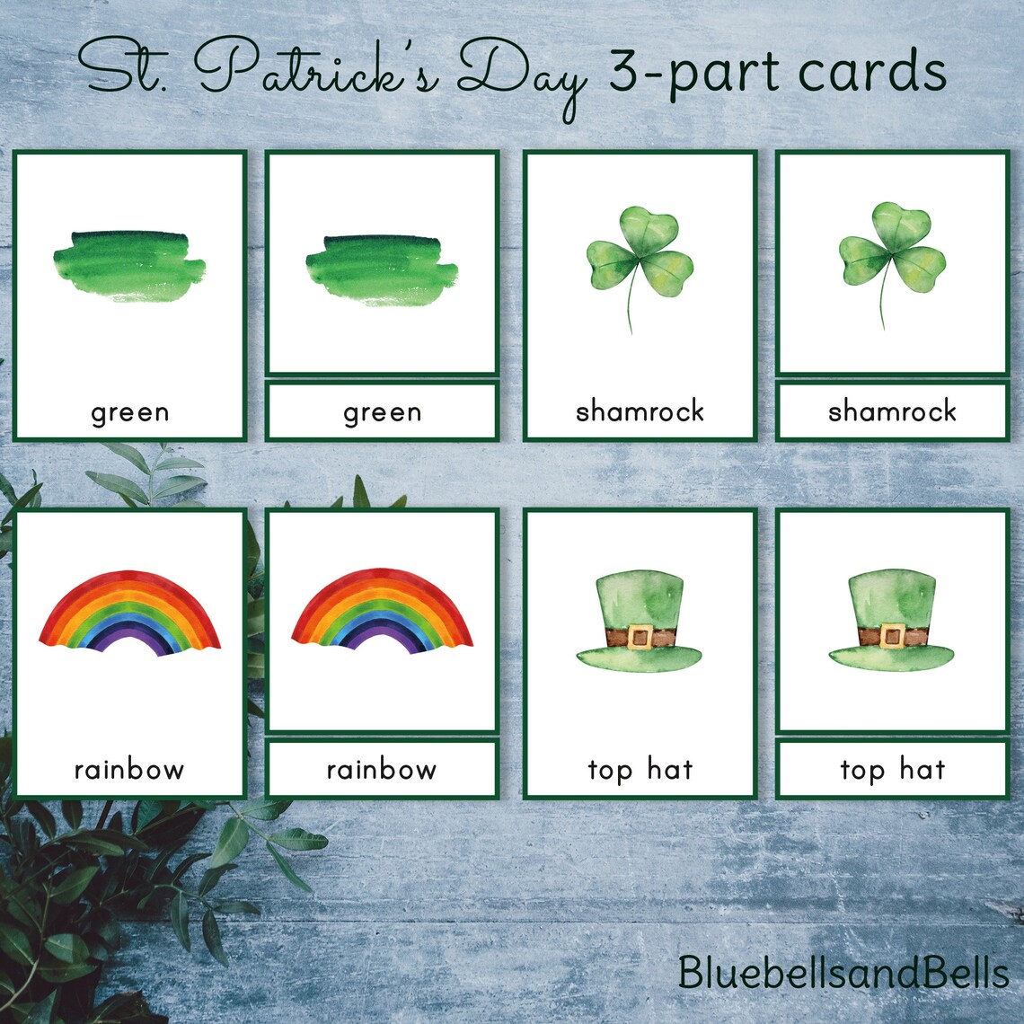 St. Patrick's Day Montessori Printable 3-part Cards. - Etsy