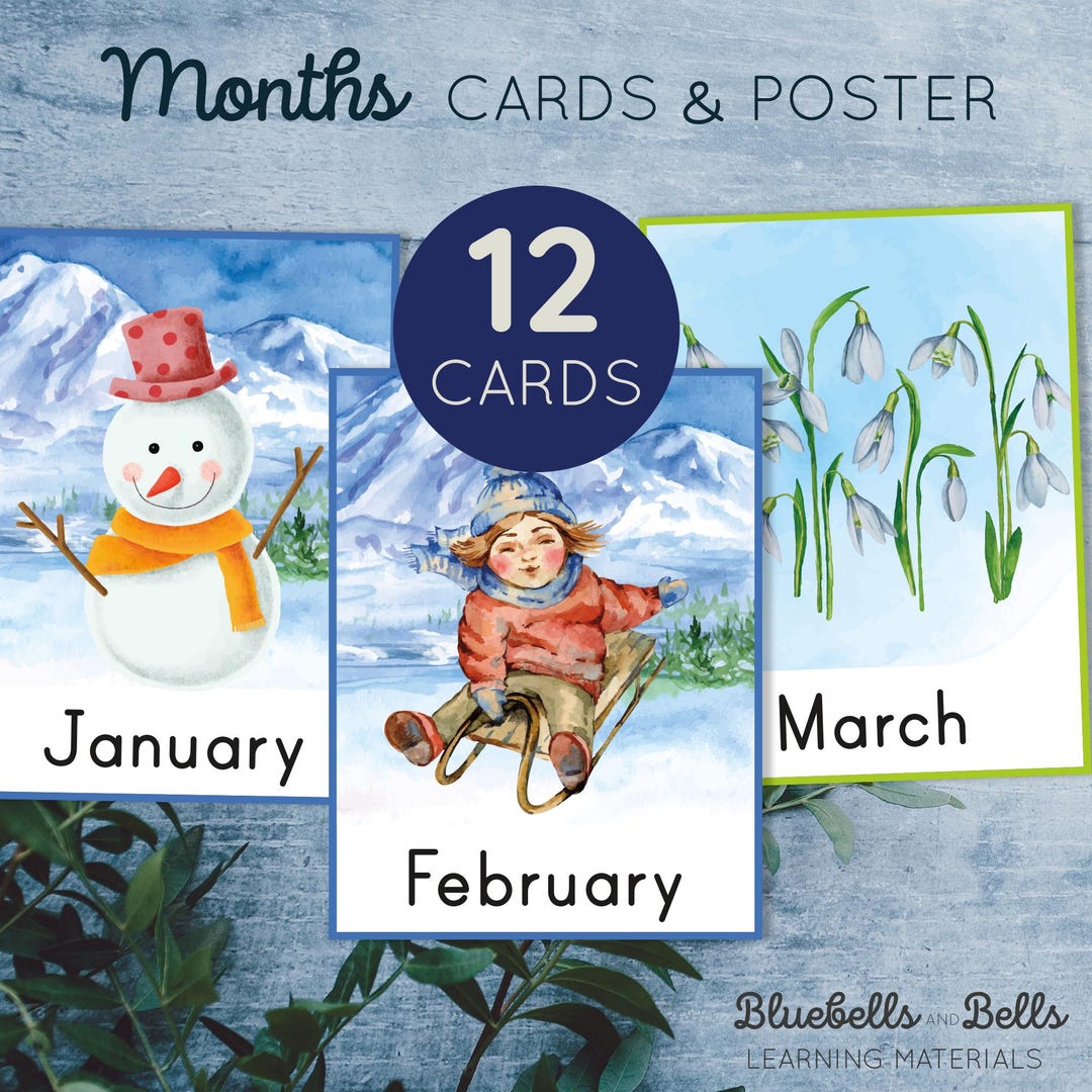 Months of the Year Cards and Poster. Digital Download. - Etsy