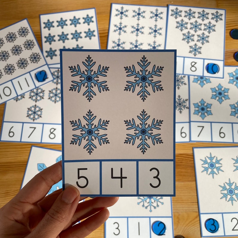 Snowflake Printable Count and Clip Cards. Winter Preschool Math ...