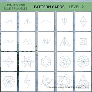Montessori Blue Constructive Triangles Pattern Cards. Geometry ...