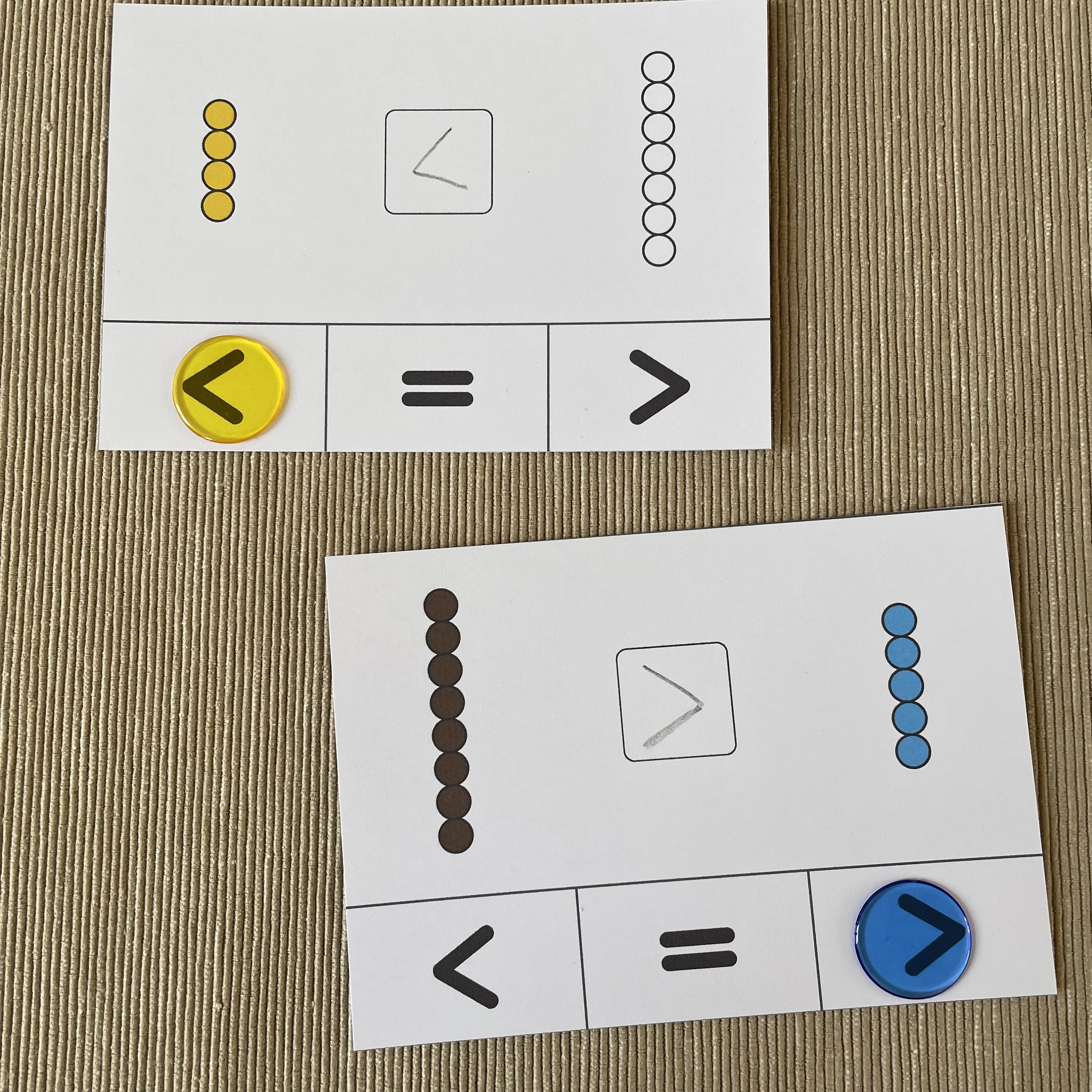 Montessori Bead Bars Comparing Numbers to Ten. More Than, Less Than ...