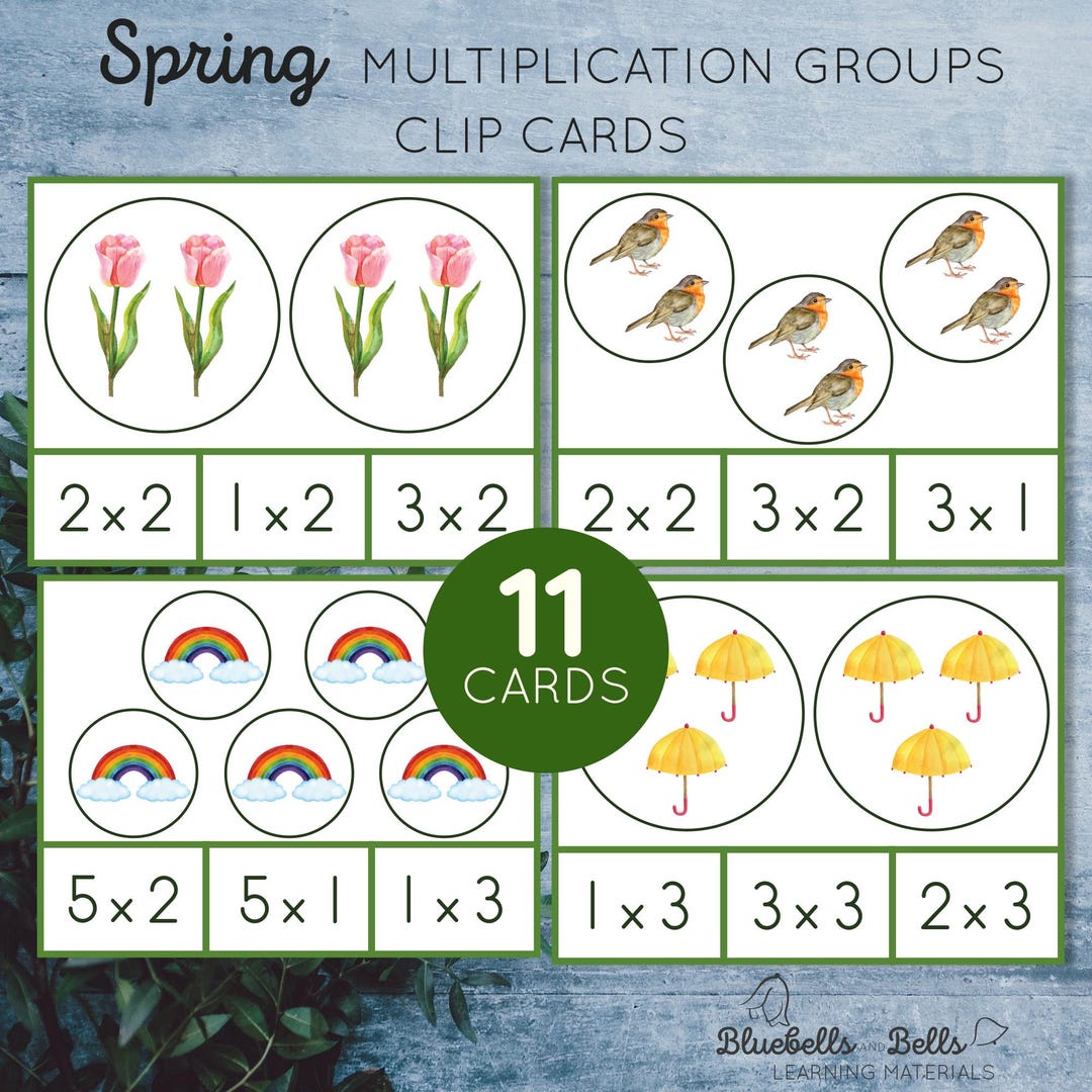 Montessori Spring Printable Multiplication Groups Clip Cards ...
