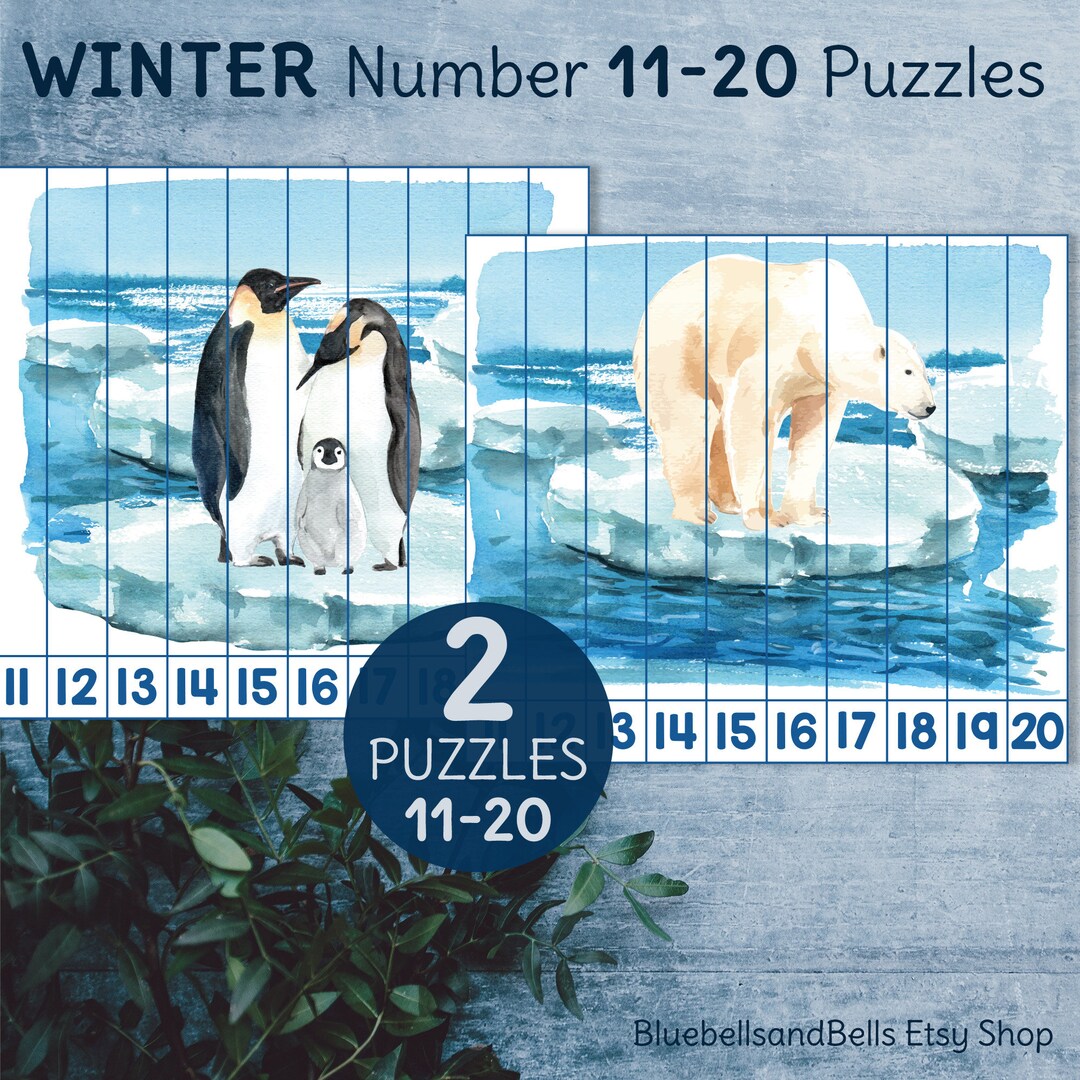Montessori Winter Kindergarten Printable Polar Bear and Penguins Number ...