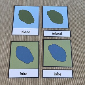 Land and Water Forms 3 Part Cards. Montessori Geography Printable. - Etsy