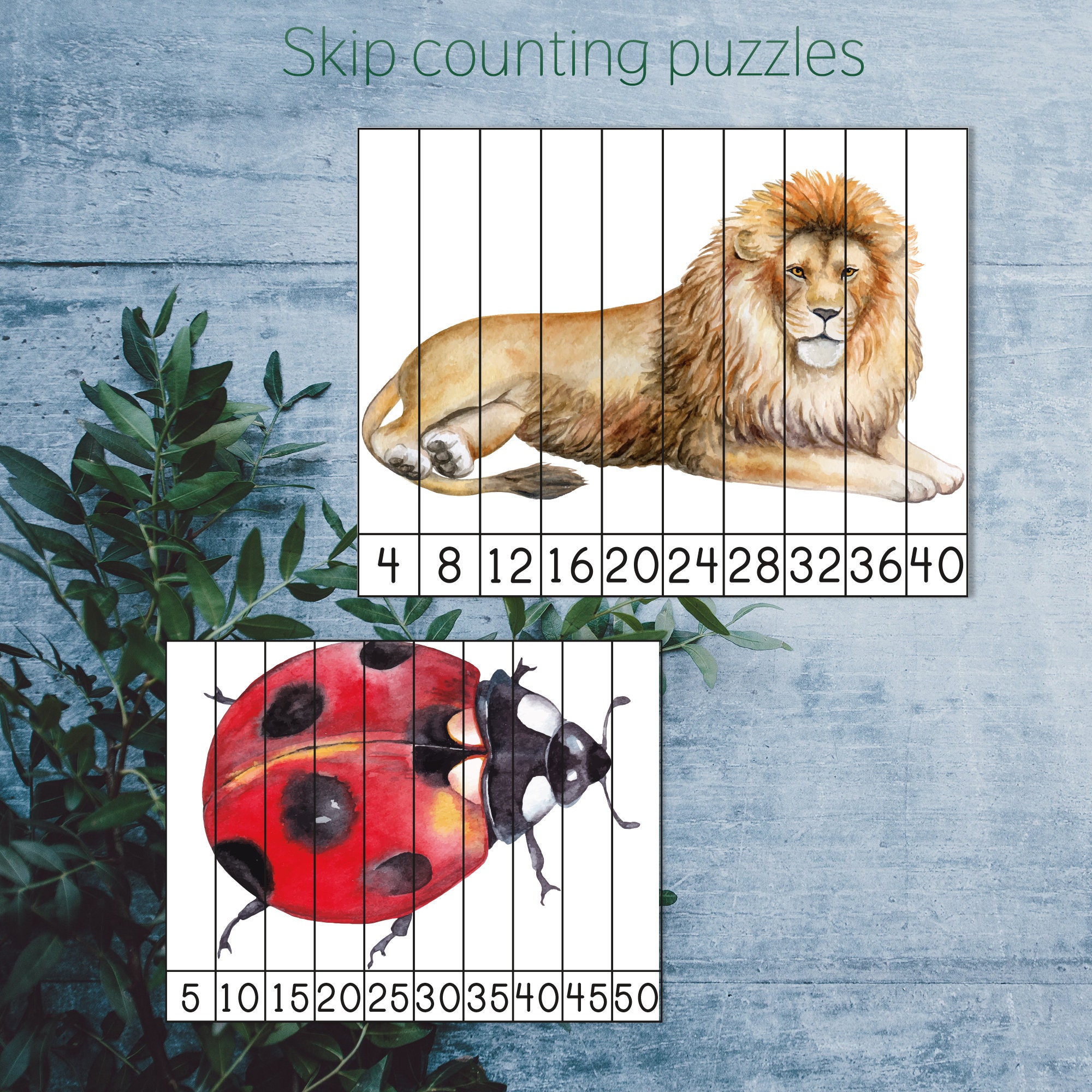 Skip Counting Puzzles Numbers 2-12. Montessori Math Printable. - Etsy
