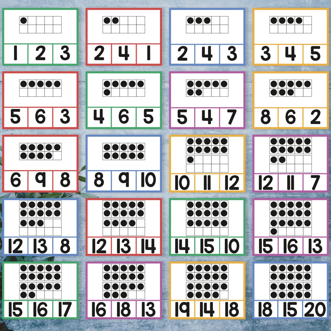 Ten Frames Flash Cards Playdough Mats Count and Clip Cards. - Etsy