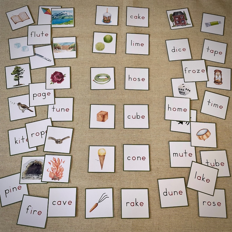 Silent E Montessori Green Series Picture Word Matching Activity. - Etsy