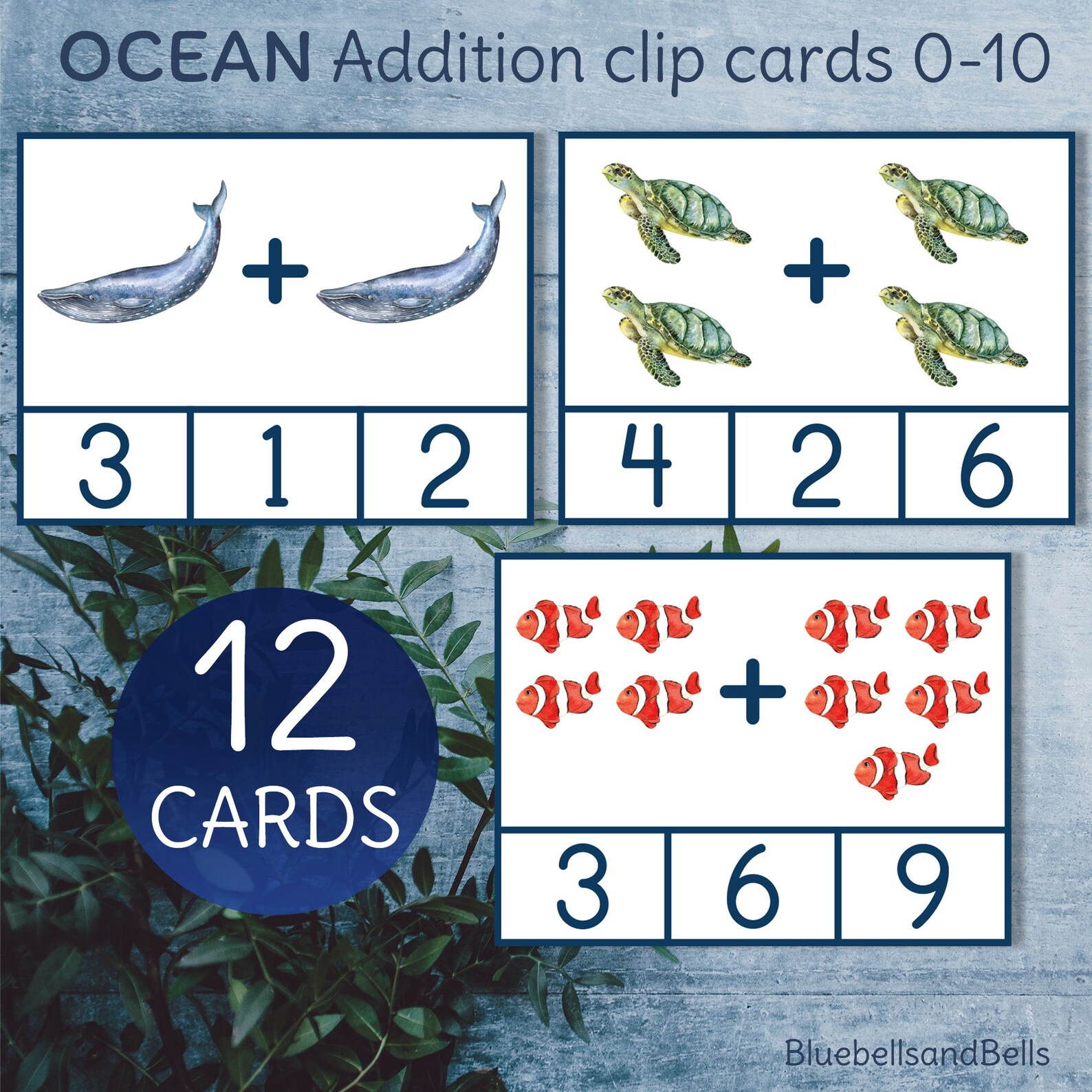 Ocean Addition Clip Cards. Montessori Math Printable. - Etsy