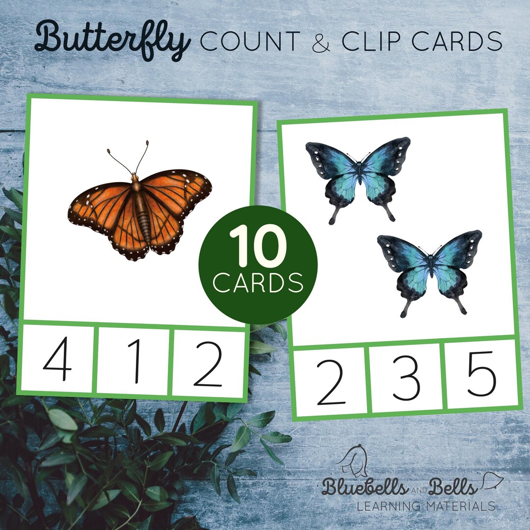 Butterfly Count and Clip Cards 1-10. Preschool Summer Printable ...