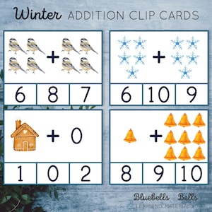 Montessori Winter Printable Addition Clip Cards. Preschool and ...
