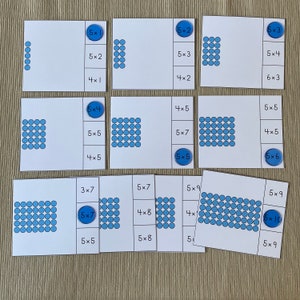 Montessori Bead Bar Multiplication Clip Cards Arrays. Kindergarten and ...