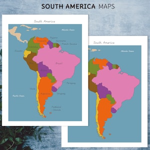 South America Montessori Maps and Country Cards. Continent Study ...