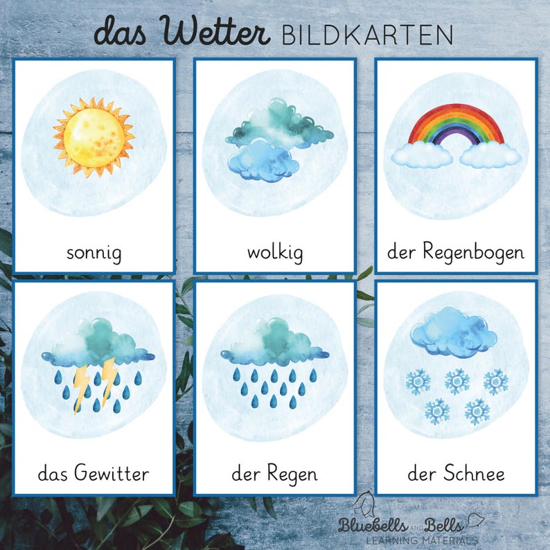 Das Wetter Bildkarten. Druckbare Lernkarten Für Kinder Deutsch. - Etsy