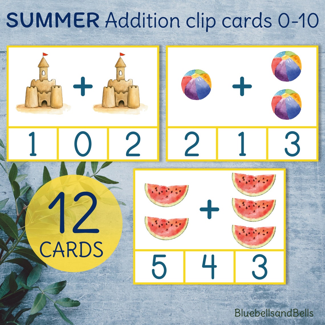 Montessori Summer Printable Addition Clip Cards. Preschool and | Etsy