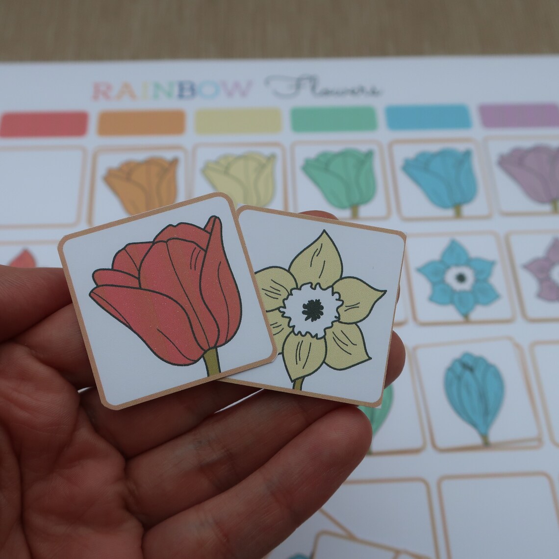 Spring Flower Color Sorting Printable. Montessori Matching | Etsy