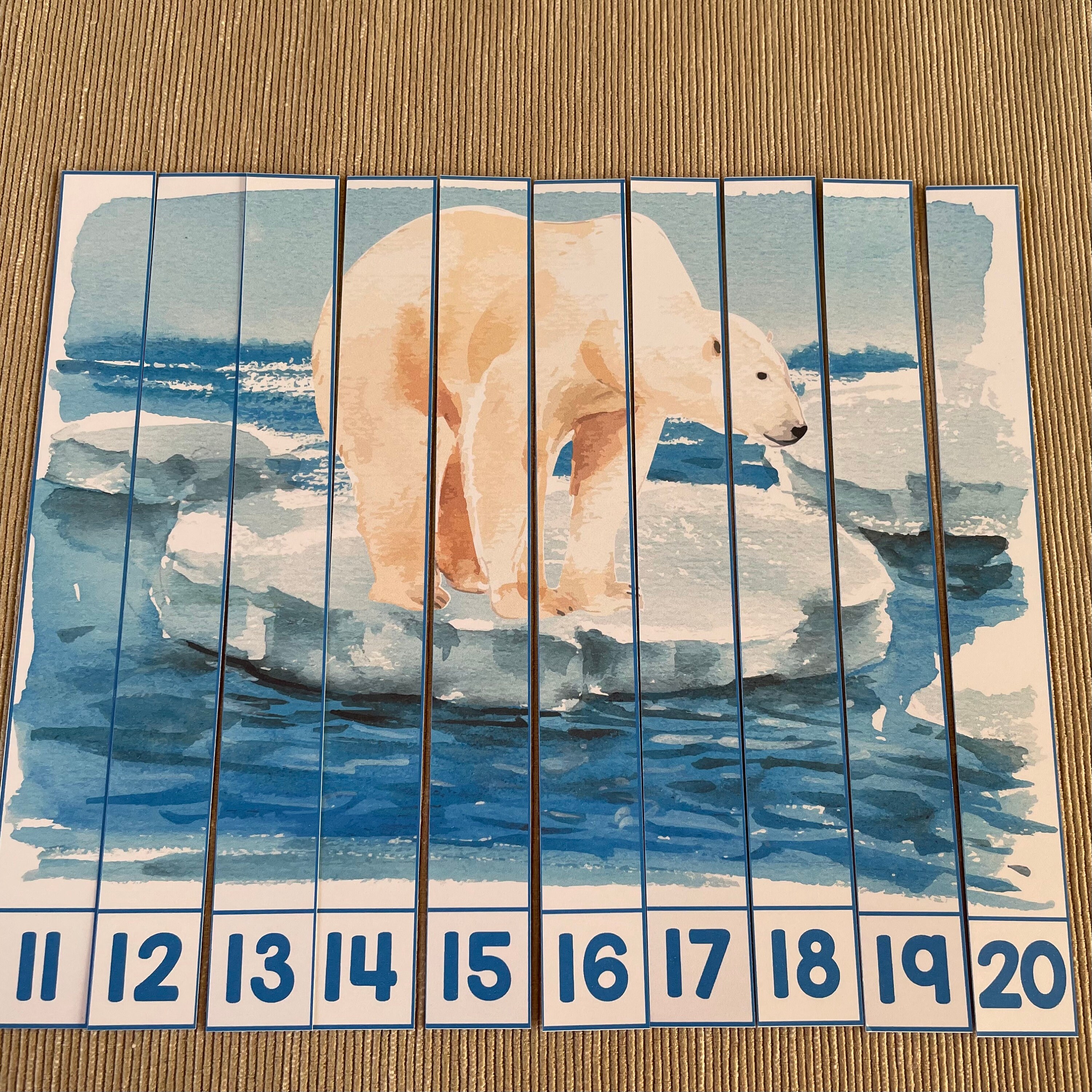 Montessori Winter Kindergarten Printable Polar Bear and Penguins Number ...