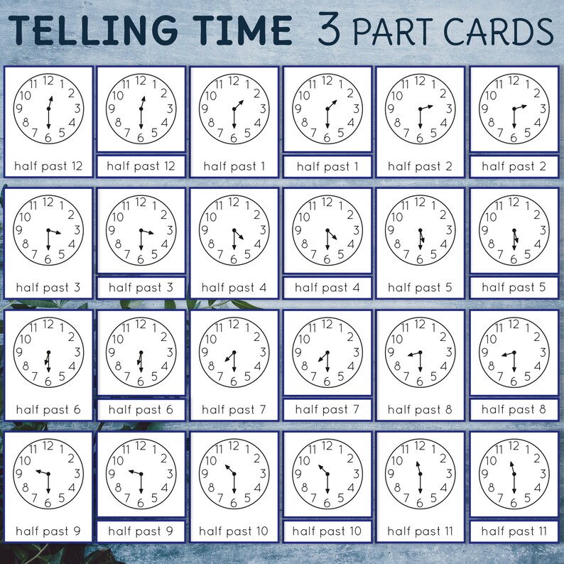 Telling Time Montessori Printable 3 Part Cards. - Etsy