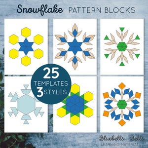 Snowflake Pattern Blocks Templates. Winter Preschool and Kindergarten ...