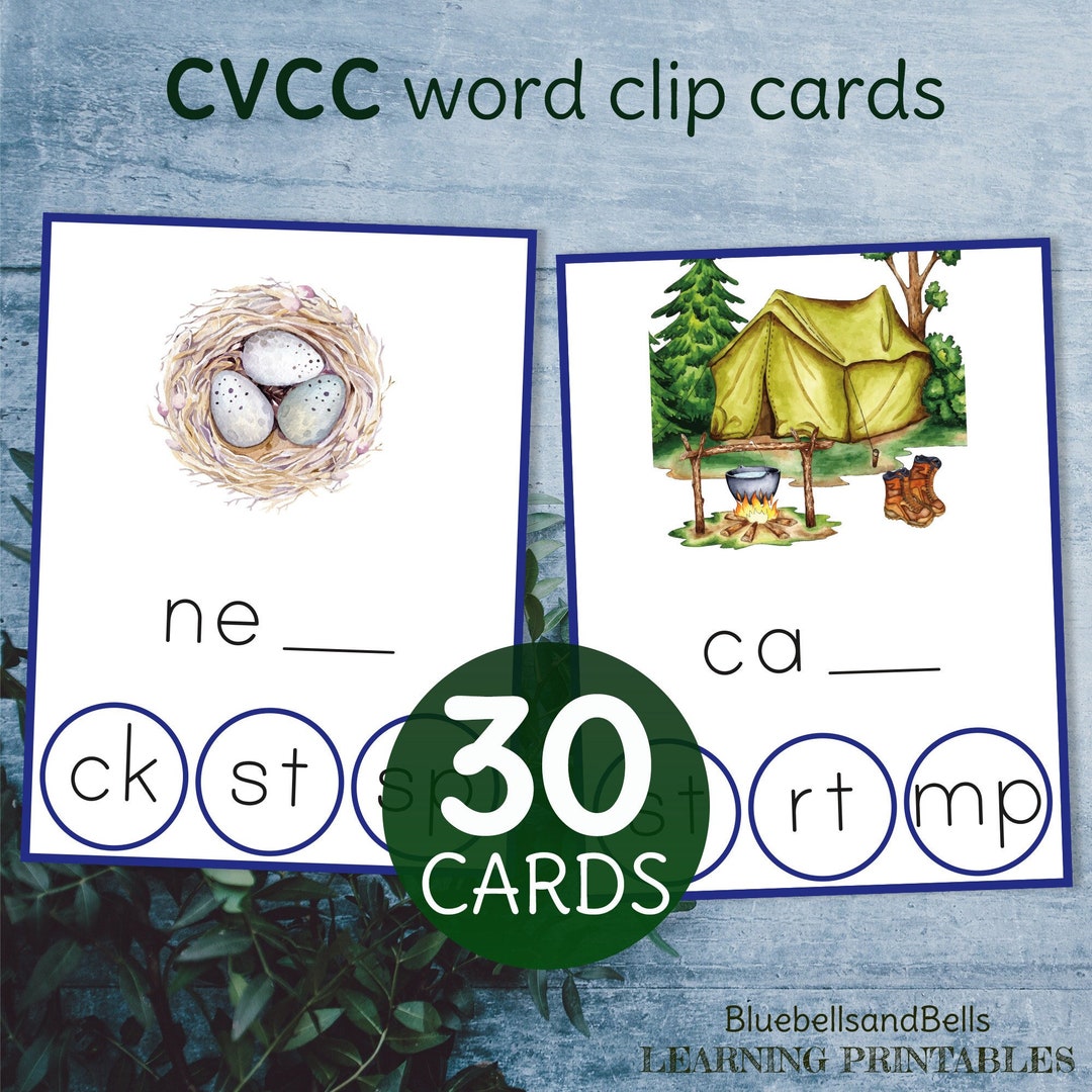 Ending Blend CVCC Clip Cards. Kindergarten and Preschool Phonics ...