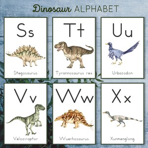 Dinosaur Alphabet Flashcards. Watercolor Letter Cards. Kids Printable ...