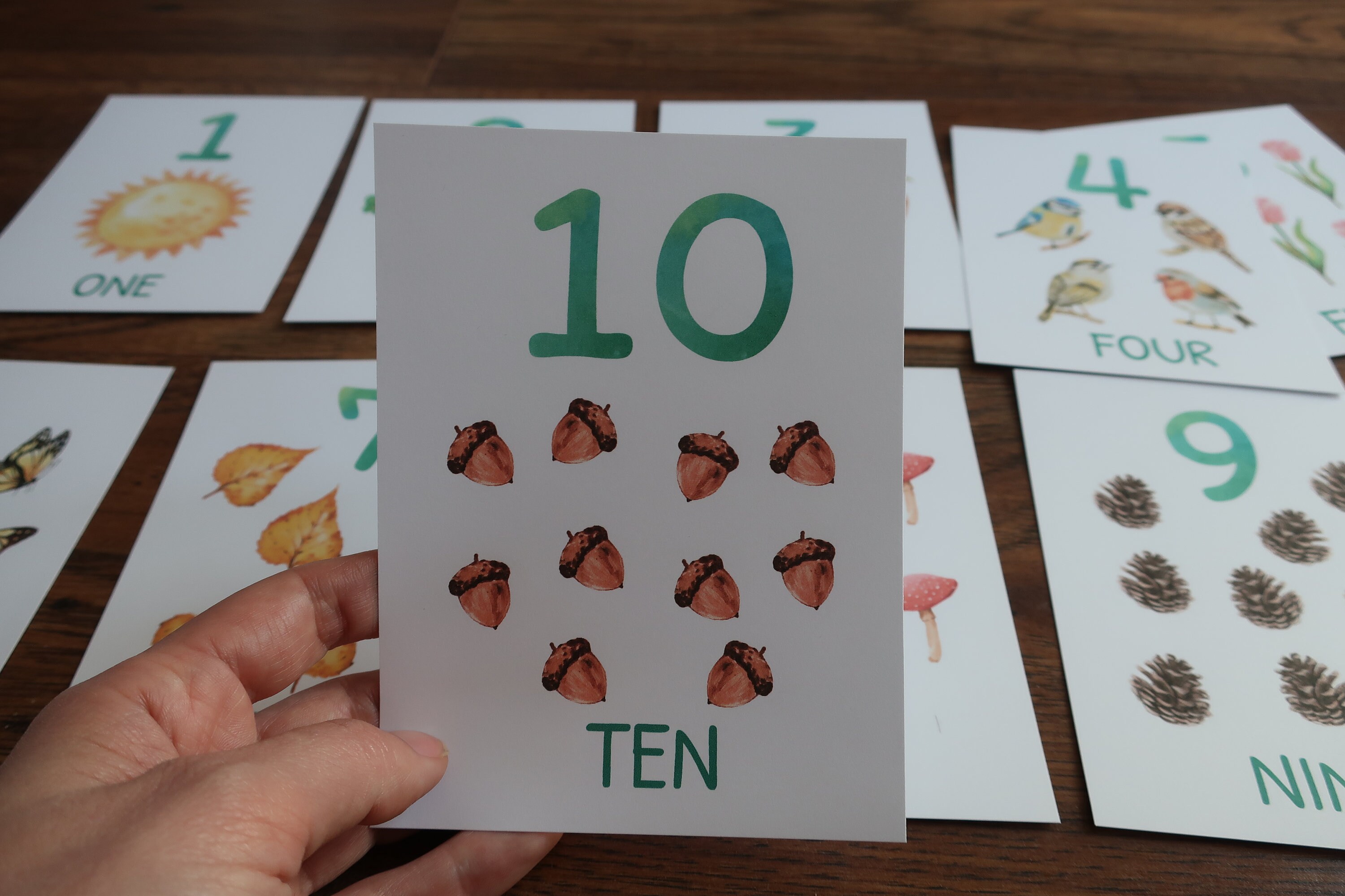 Nature number cards 1-10. Counting cards toddler. Printable | Etsy