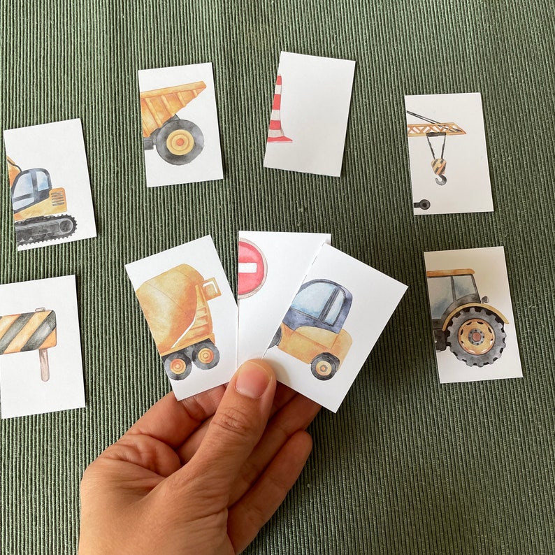 Construction Puzzle Printable. Vehicles Halves Matching Activity for ...
