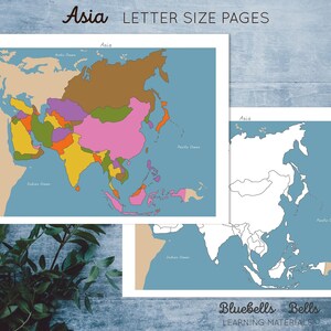 Asia Montessori Maps and Country Cards. Continent Study Printable. - Etsy