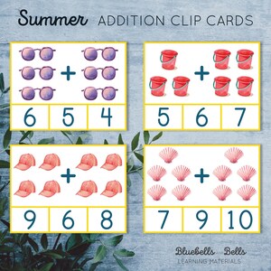 Montessori Summer Printable Addition Clip Cards. Preschool and ...