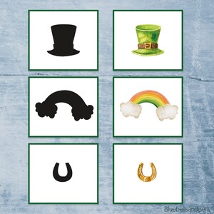 St. Patrick's Day Preschool Printable Shadow Matching Cards. Montessori ...