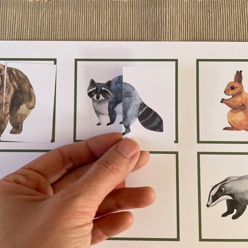 Woodland Animals Puzzle Printable. Montessori Halves Matching Activity ...