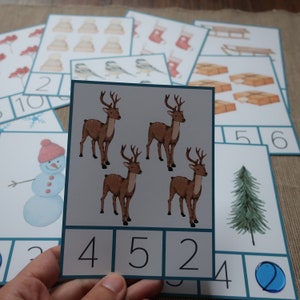 Winter Preschool Printable Count and Clip Cards. Christmas Kids ...