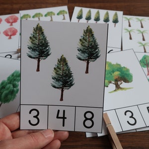 Trees Count and Clip Cards 1-10. Montessori Printable. Preschool Math ...