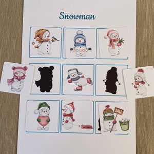 Winter Toddler Printable Snowman Shadow Matching Activity. Montessori ...