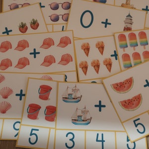 Montessori Summer Printable Addition Clip Cards. Preschool and ...