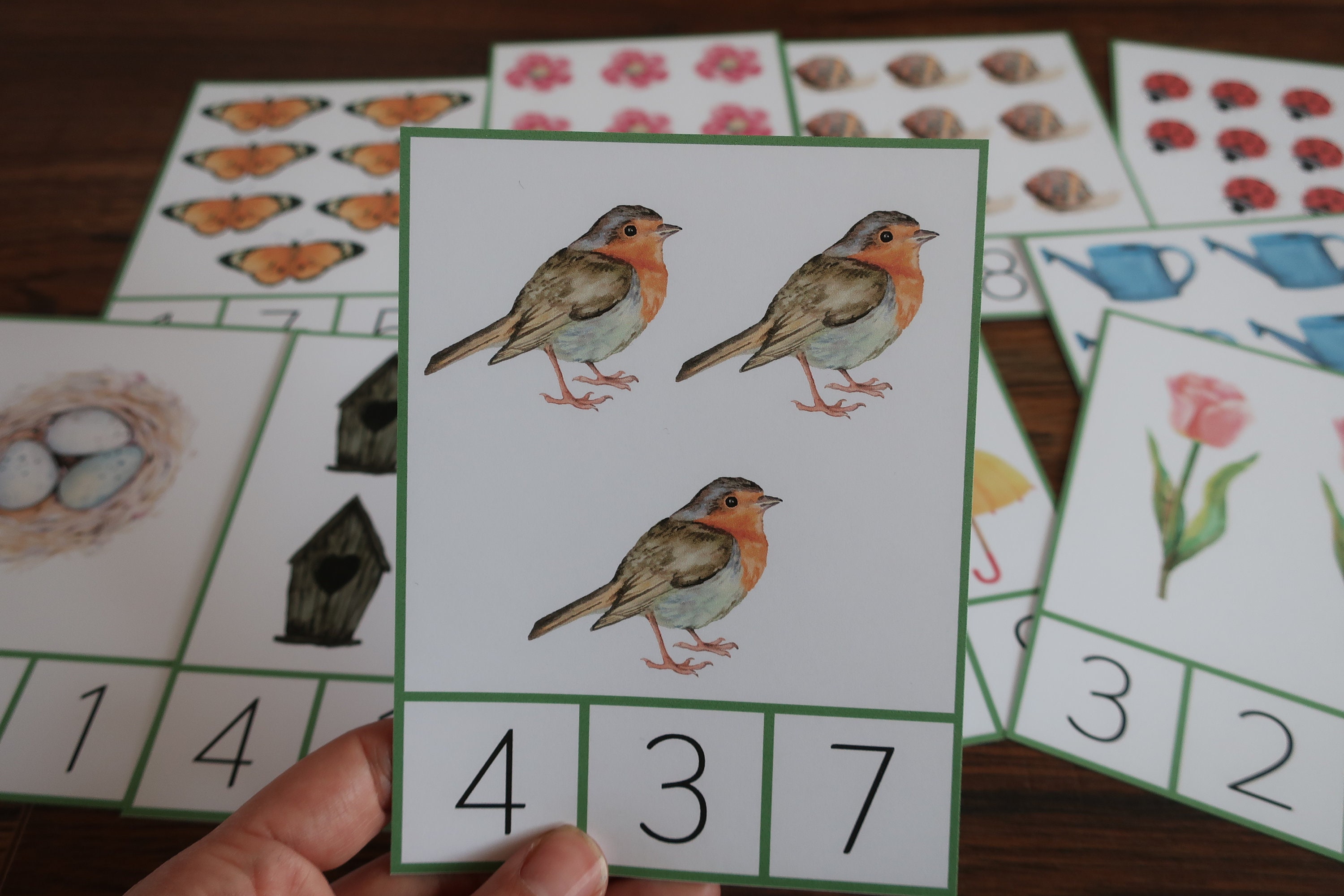 Spring Count and Clip Cards 1-10. Montessori Preschool Math - Etsy