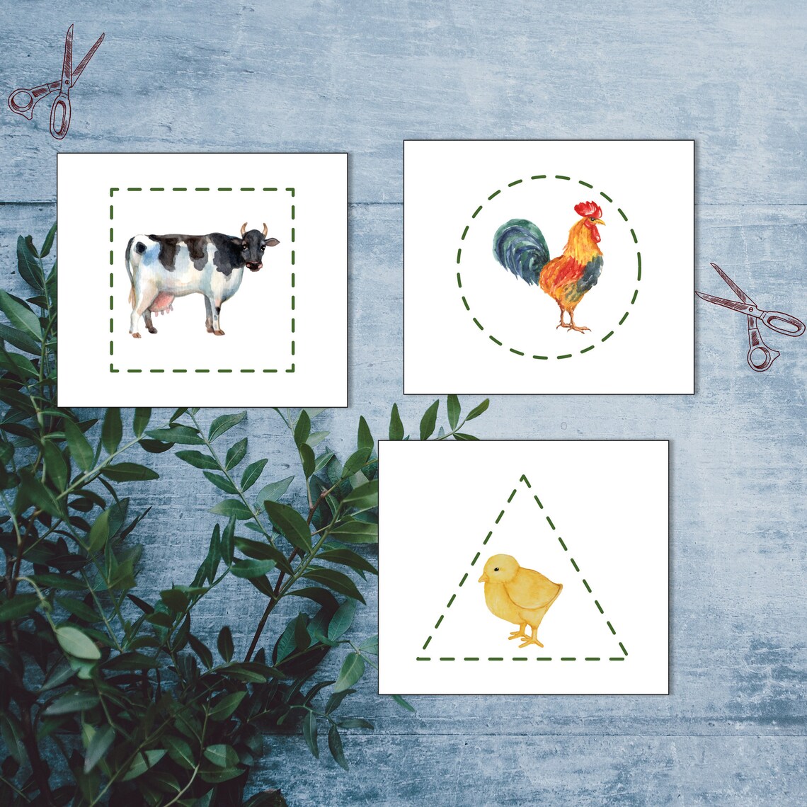 Farm animal cutting strips. Preschool scissor practice | Etsy