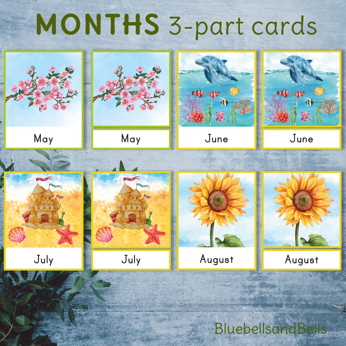 Months of the Year Montessori Printable Three Part Cards. | Etsy