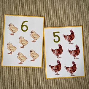 Farm Animal Number 1-10 Flash Cards. Toddler Watercolor Printable ...