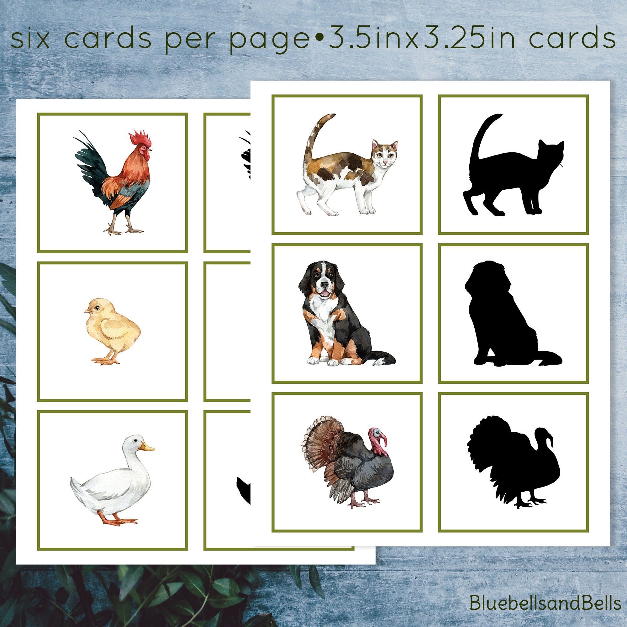 Farm Animal Shadow Matching Cards. Toddler Montessori - Etsy Australia