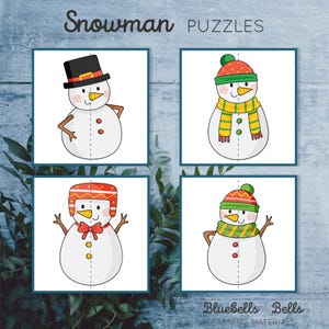 Snowman Printable Puzzles for Toddlers and Preschoolers. Winter ...