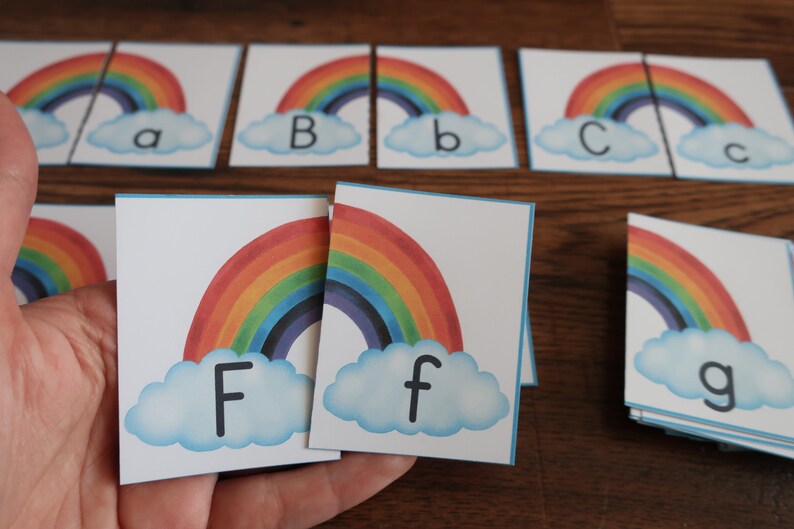 Rainbow Letter Matching Printable Puzzles. Montessori Spring - Etsy