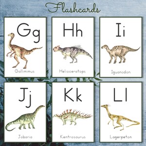 Dinosaur Alphabet Flashcards. Watercolor Letter Cards. Kids Printable ...