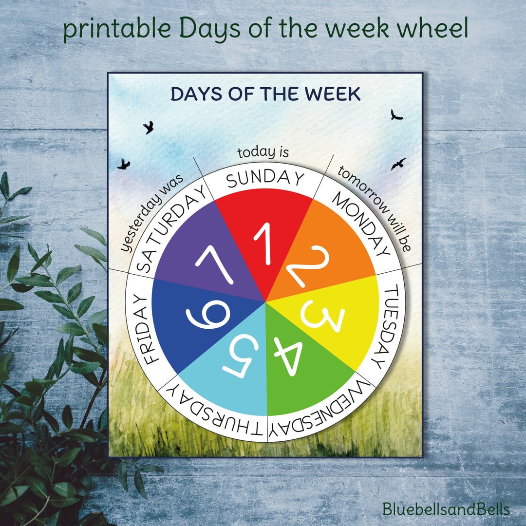 Days of the Week Printable DIY Wheel - Etsy