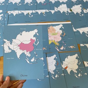 Asia Montessori Maps and Country Cards. Continent Study Printable. - Etsy