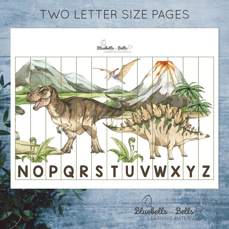 Dinosaur Puzzle Alphabet Sequence A-Z. Preschool and Kindergarten ...