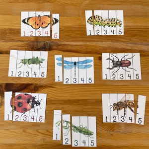 Insects Puzzle Number Sequence 1-5. Toddler Montessori Printable Busy ...