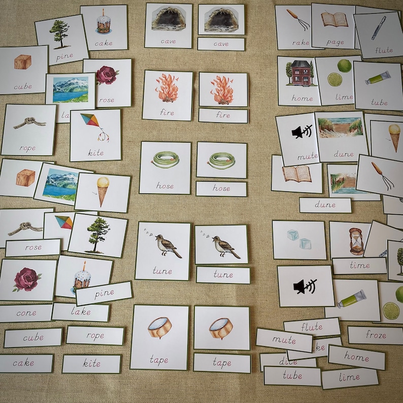 Montessori Green Series 3-part Cards. Silent E Printable Activity. - Etsy